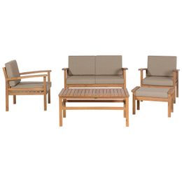 Beliani 4-SITZER LOUNGE SET zertifiziertes Holz hellbraun Manila