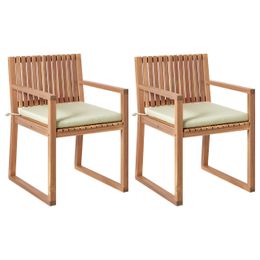Beliani GARTENSTUHL 2er-Set Hellbraun/Gr&uuml;n Sassari Premium