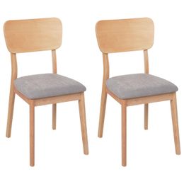 Beliani ESSZIMMERSTUHL 2er-Set Heller Holzfarbton Minier