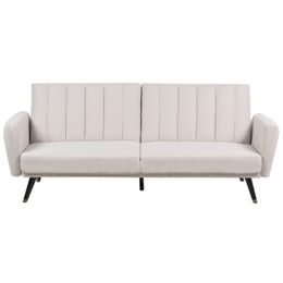 Beliani 3-SITZER-SCHLAFSOFA Samtstoff beige Vimmerby