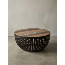 KADIMA DESIGN COUCHTISCH Braun aus recyceltem Mangoholz, 70x33x70 cm, im Industrial-Design