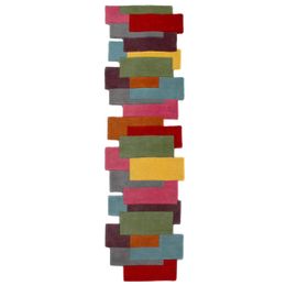 KADIMA DESIGN WOLLTEPPICH HALLEIN, geometrisch, Bunt, 66 x 300 cm