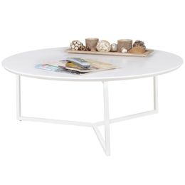 KADIMA DESIGN COUCHTISCH rund, Wei&szlig;es MDF-Holz mit Metallbeinen, Durchmesser 80 cm, H&ouml;he 33 cm