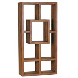 KADIMA DESIGN B&Uuml;CHERREGAL &ndash; NAKO, Naturholz, 90x180 cm, Landhausstil, mit Ablagef&auml;chern