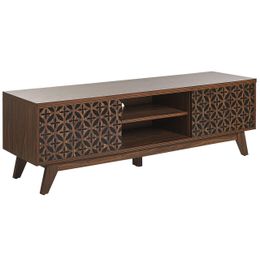 Beliani TV-M&Ouml;BEL Dunkelbraun, Schwarz Prescot 40/140/45 cm