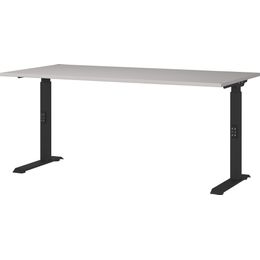 KADIMA DESIGN SCHREIBTISCH h&ouml;heneinstellbar "Stuttgart" 68-91cm Kaschmir/Schwarz 160x80cm, C-Fu&szlig;