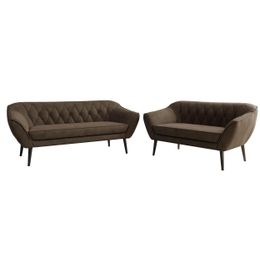 SITZGARNITUR PIRS 3+2 - Braun Velvet - Schwarze Beine