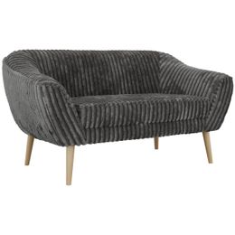 2-SITZER-SOFA PIRS - Grau Cord - Holzbeine
