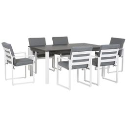 Beliani GARTENM&Ouml;BEL SET 6-Sitzer Aluminium dunkelgrau Pancole