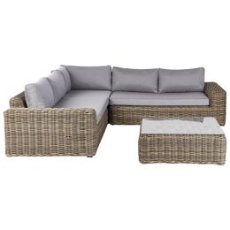 Beliani LOUNGE-SET 6-Sitzer PE Rattan Hellbraun Palermo