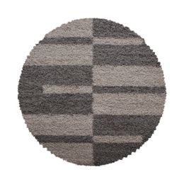 KADIMA DESIGN TEPPICH Hochflor WERFEN in Taupe, kariert, &Oslash; 200 cm