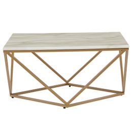 Beliani COUCHTISCH Marmor Optik beige/gold quadratisch 80/80 cm Malibu