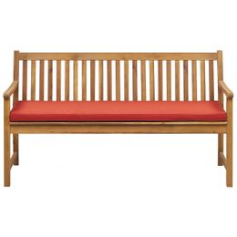 Beliani GARTENBANK zertifiziertes Holz hellbraun Auflage terracotta 160 cm Vivara