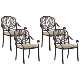 Beliani GARTENSTUHL 4er-Set Aluminium dunkelbraun Ancona
