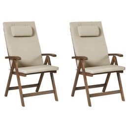Beliani GARTENSTUHL 2er-Set Dunkelbraun/Taupe Amantea Premium