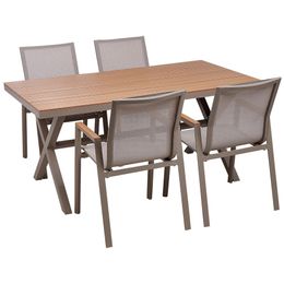 Beliani GARTENM&Ouml;BEL-SET 4-Sitzer Grau Tiano