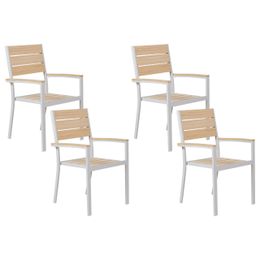 Beliani GARTENSTUHL 4er-Set Kunstholz beige Prato