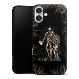 DeinDesign iPhone 16 Plus Handy Premium Silikon H&uuml;lle Handyh&uuml;lle schwarz Case Wikinger Vikings Tv Show Designs Silikon Premium Case