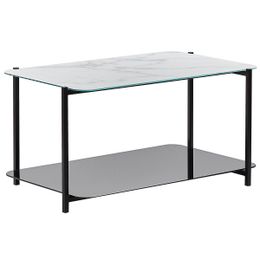 Beliani COUCHTISCH Marmor Optik wei&szlig;/schwarz rechteckig Gloster