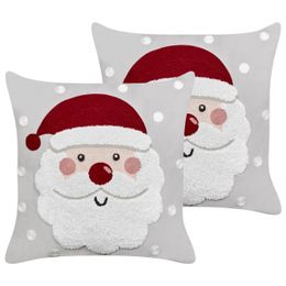 Beliani DEKOKISSEN 2er-Set Grau 45/45 cm Sweetener