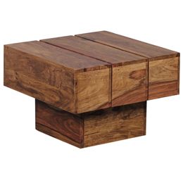 KADIMA DESIGN BEISTELLTISCH aus Massivholz, handgefertigt, Unikat, Braun 44x44x30 cm