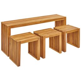 Beliani GARTENM&Ouml;BEL SET 3-Sitzer Akazienholz hellbraun 4-teilig Bellano