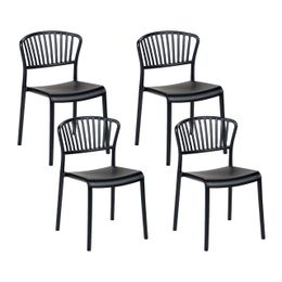 Beliani GARTENST&Uuml;HLE 4er-Set Kunststoff schwarz Gela