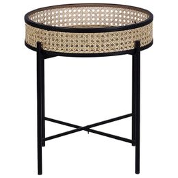 Beliani BEISTELLTISCH Rattan/Metall schwarz 36 cm Vienna