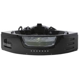 Beliani WHIRLPOOL-BADEWANNE mit LED 155x214x60 cm schwarz Martinica