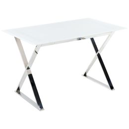 Beliani ESSTISCH 120/70/75 cm Wei&szlig;, Silberfarben Rechteckig Attica