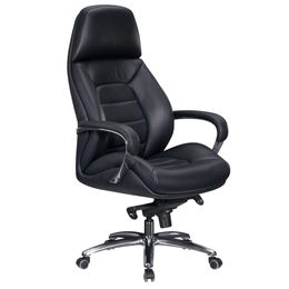 KADIMA DESIGN CHEFSESSEL Leder mit Multiblockwippmechanik bis 120 kg MIRON, Schwarz 67x67x137 cm