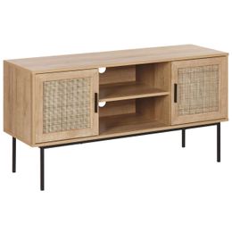 Beliani TV-M&Ouml;BEL Hellbraun, Schwarz PASCO 39/120/63 cm