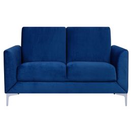 Beliani 2-SITZER-SOFA Samtstoff Marineblau Fenes