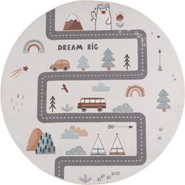 KADIMA DESIGN SPIELTEPPICH Waschbar TINO in Creme, mit Stra&szlig;enkarten-Motiv, &Oslash; 200 cm
