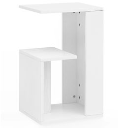 KADIMA DESIGN BEISTELLTISCH Holz 3 Ablagen Melaminbeschichtung BRENTA, Wei&szlig; 35x30x61 cm