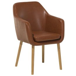 Beliani ESSZIMMERSTUHL Kunstleder Goldbraun Yorkville