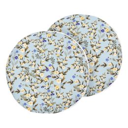 Beliani GARTENKISSEN 2er-Set Blumenmuster blau 40 cm Valloria