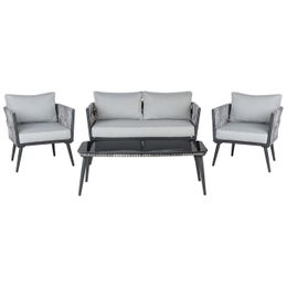 Beliani GARTENM&Ouml;BEL-SET 4-sitzer Rattan Grau Preveza