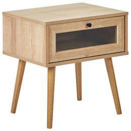 Beliani NACHTTISCH Heller Holzfarbton Albany