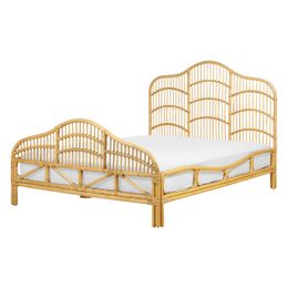 Beliani DOPPELBETT 140/200cm Heller Holzfarbton Domeyrot