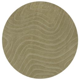 KADIMA DESIGN WOLLTEPPICH LEVEN, abstrakt, Olivegr&uuml;n, &Oslash; 160 cm