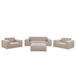 Beliani LOUNGE SET 5-Sitzer beige/wei&szlig;es Gestell Rovigo