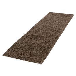 KADIMA DESIGN HOCHFLORTEPPICH RHEIN, einfarbig, Braun, 80 x 250 cm