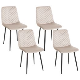 Beliani ESSZIMMERSTUHL 4er-Set Samtstoff Taupe Havre