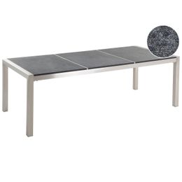 Beliani GARTENTISCH Edelstahl/Naturstein schwarz geflammt 220/100 cm Grosseto