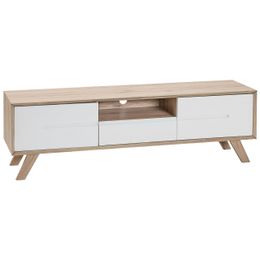 Beliani TV-M&Ouml;BEL Wei&szlig;, Hellbraun FORESTER 40/150/45 cm