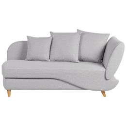 Beliani CHAISELONGUE Leinenoptik hellgrau mit Bettkasten rechtsseitig Meri