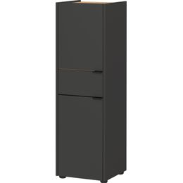 KADIMA DESIGN MIDISCHRANK mit Schublade aus Eiche-Optik mit Soft-Close-Funktion, Grau-Beige 34x34x111 cm