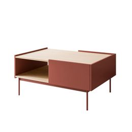 COUCHTISCH ESSENCE L97 mit Keramik Rot / Eiche Linea
