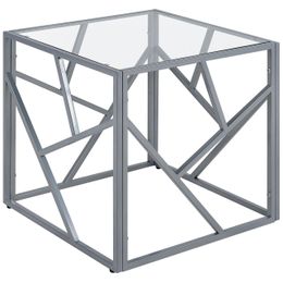 Beliani BEISTELLTISCH Glas silber quadratisch 50/50 cm Orland